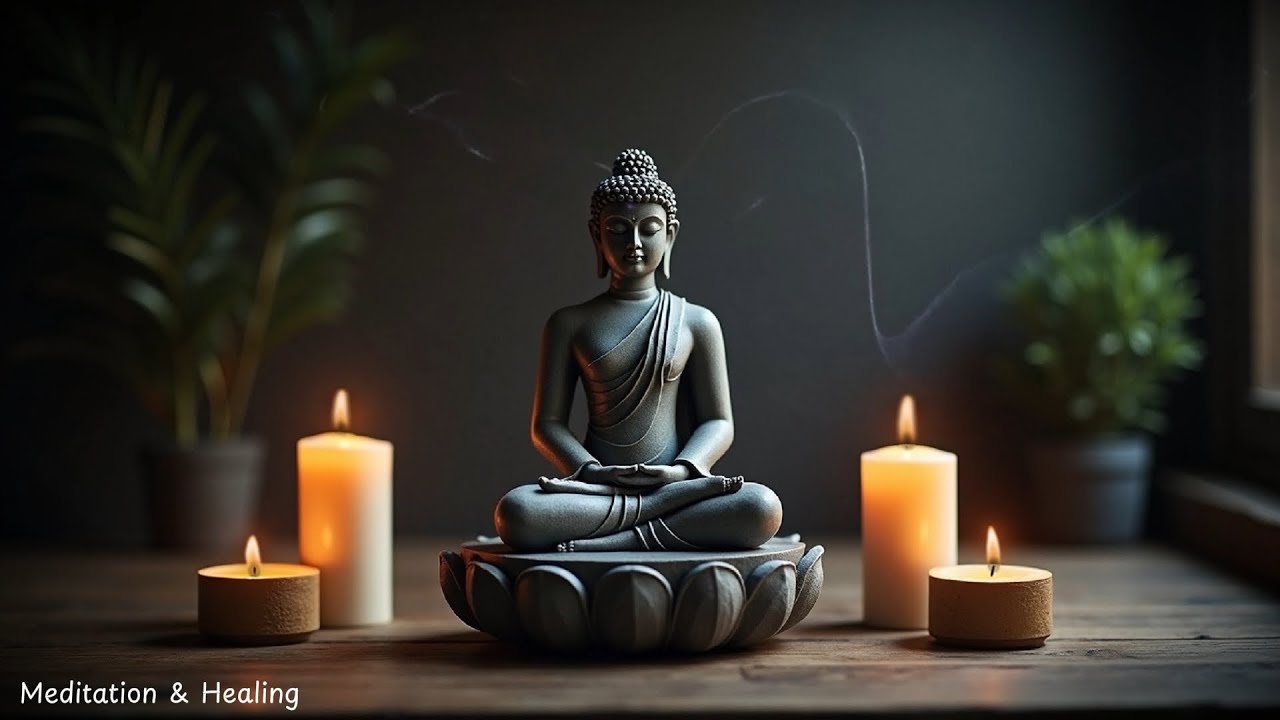 Calm Mind Meditation | Buddha Statue, Candlelight & Agarwood Incense ...