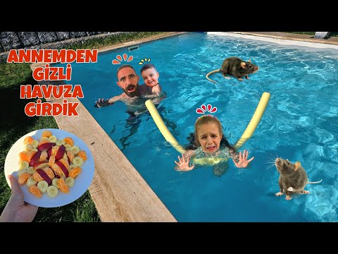 POYRAZ ELİF ANNESİNDEN GİZLİ HAVUZA GİRDİ EYVAH SUDA FARE VAR!!