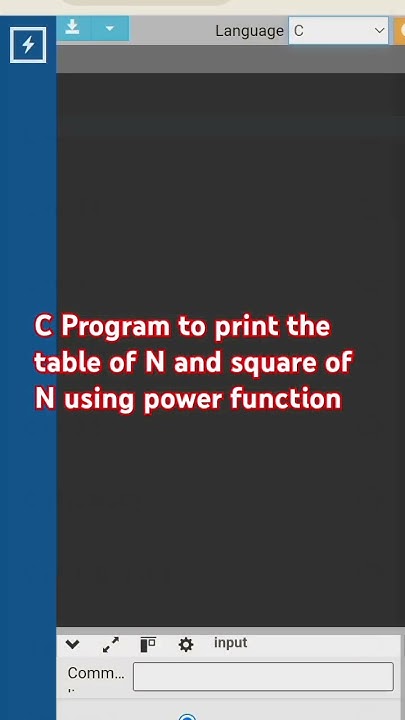 C Program to print the table of N and square of N using power function #coding # ...