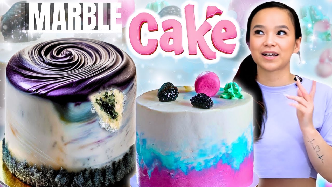 How to make Marble cake in two ways | Marble cake decoration ideas at ...