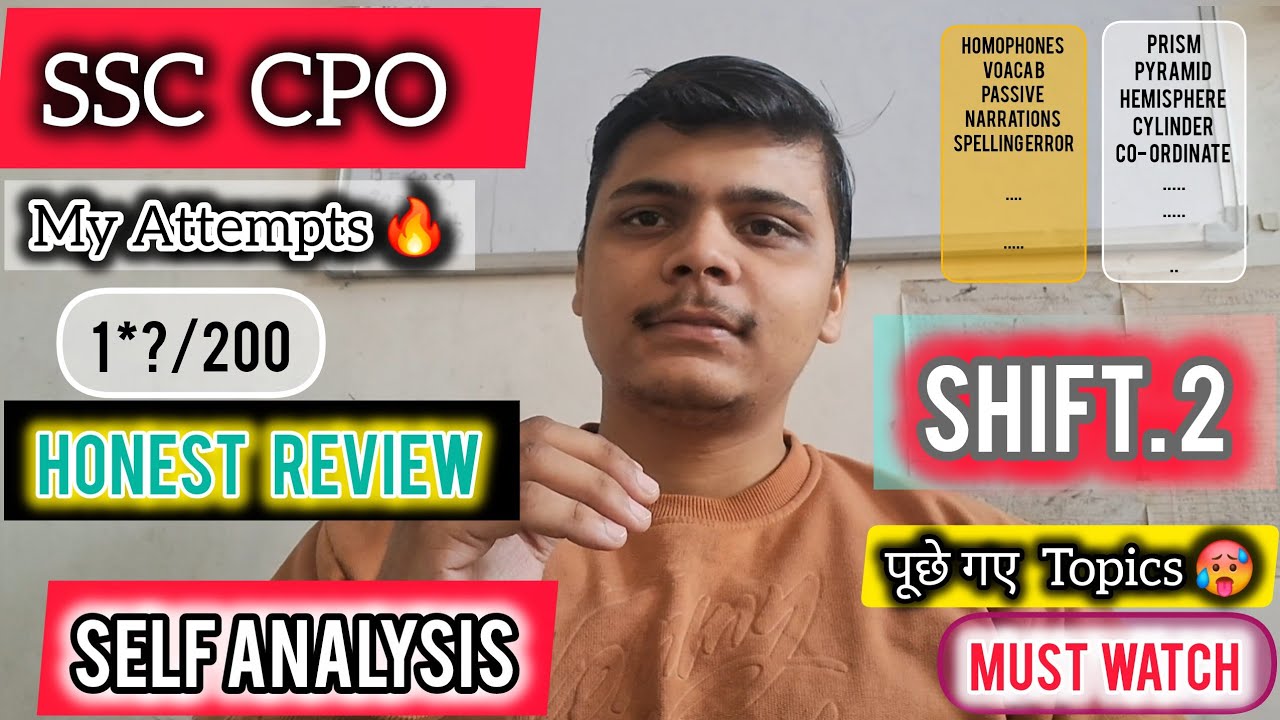 🔥SSC CPO Exam Review 🥵 Shift 2 Questions Asked Full paper Analysis ...