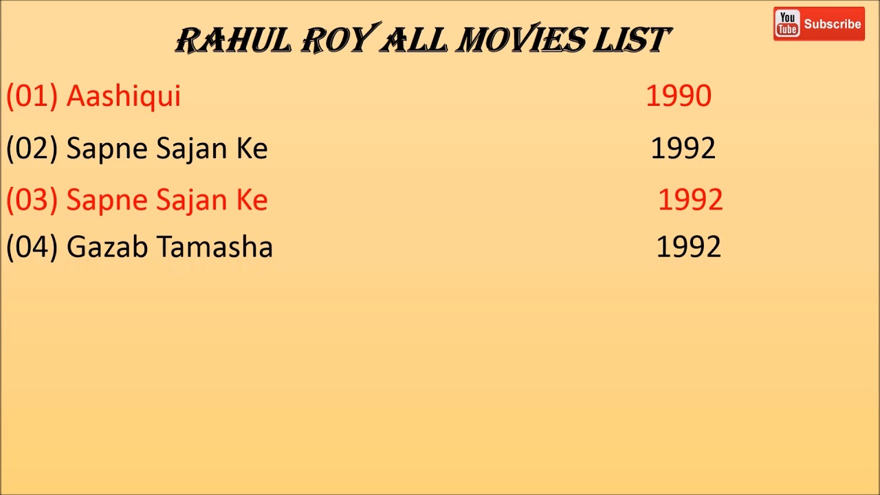 Rahul Roy all movie list - YouTube