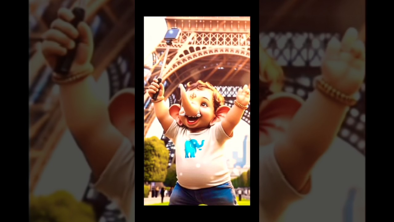 Ganpati bappa taking selfie with Eiffel tower🗼 #shorts #youtubeshorts # ...