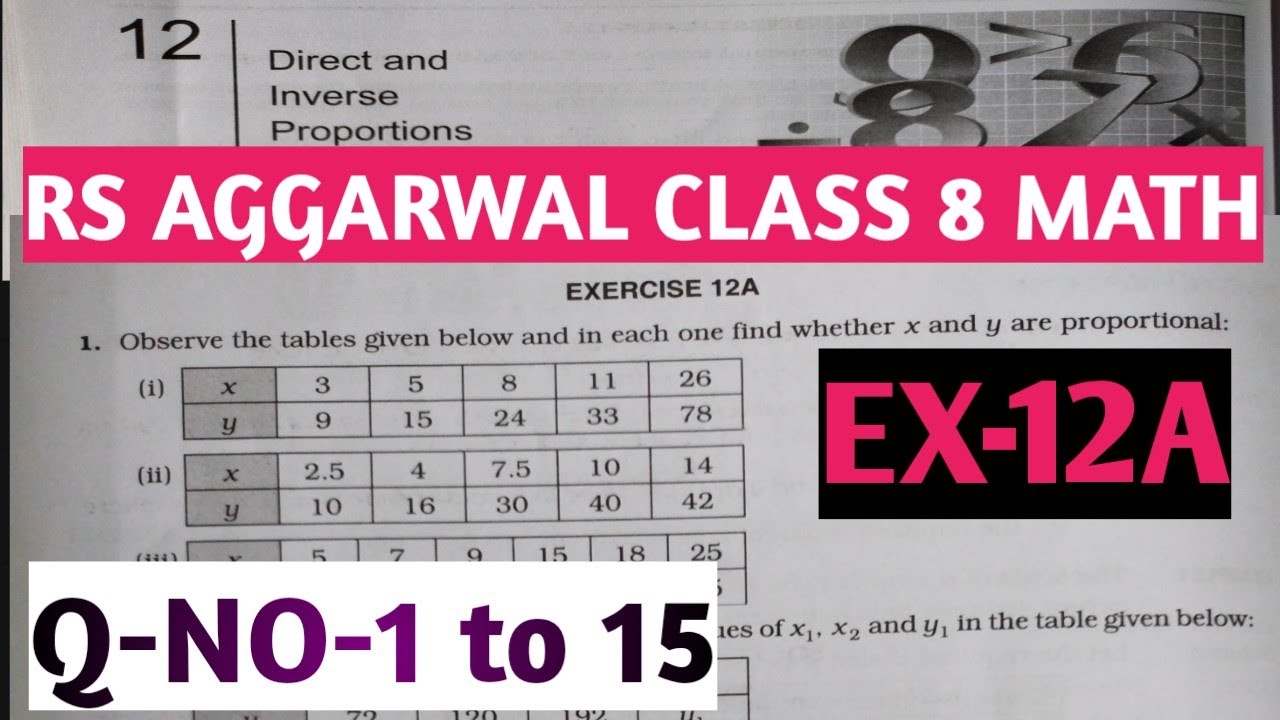 Rs Aggarwal Class 8 Math|Ex-12A|Direct & Inverse|Q-NO-1 to 15|# ...