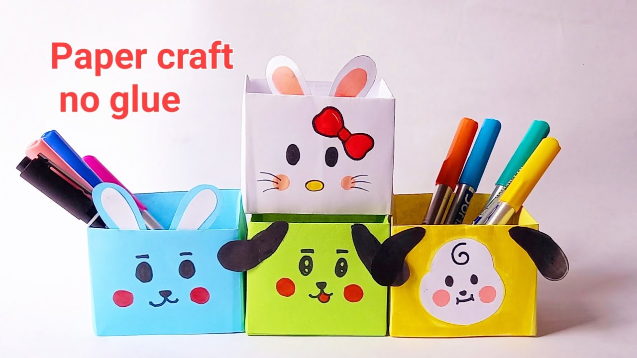 No glue paper craft ideas। Easy craft। school supplies। How to make ...