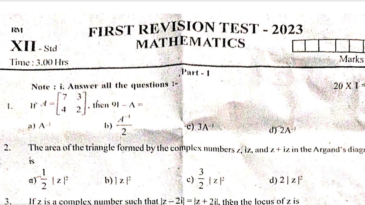 12th MATHS FIRST REVISION QUESTION PAPER 2023 YouTube 12th-maths-first-revision-question-paper-2023-youtube