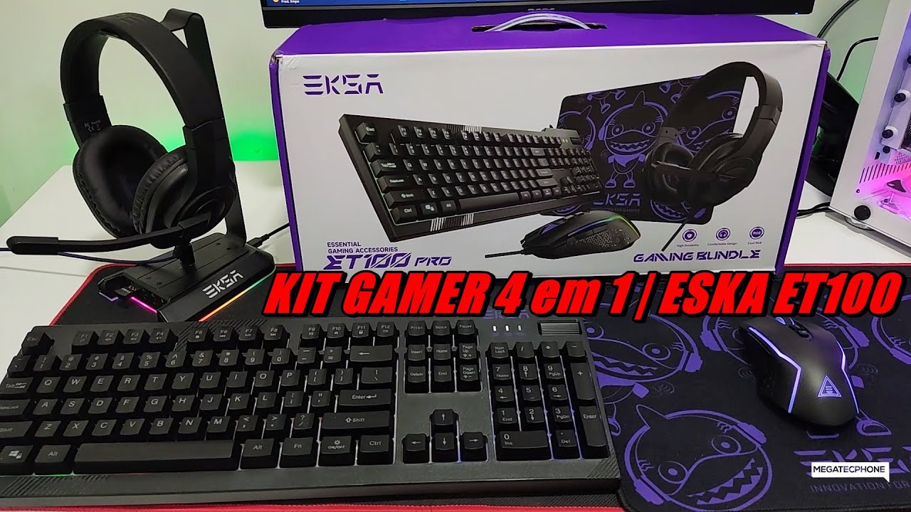 KIT GAMER 4 em 1 | ESKA ET100 | MOUSE, TECLADO, MOUSEPAD E HEADSET ...