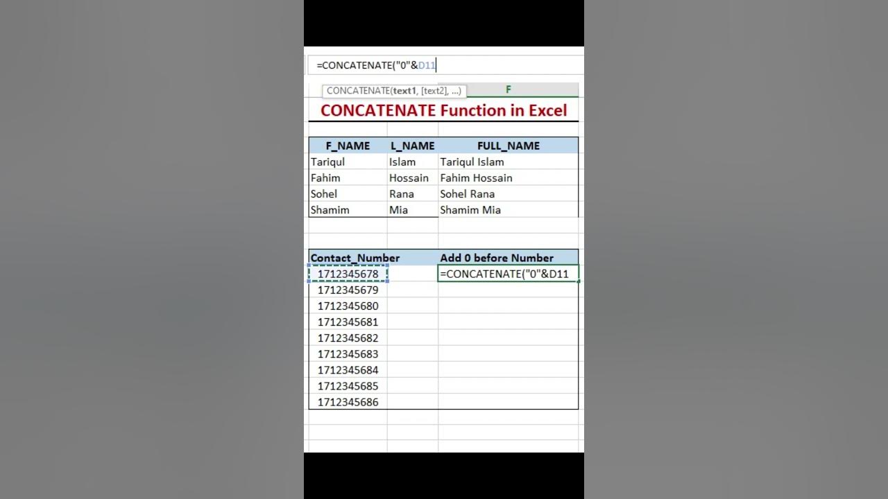 Excel Formulas Using Concatenate To Combine Names Excel Exceltips Exceltutorial Concatenate