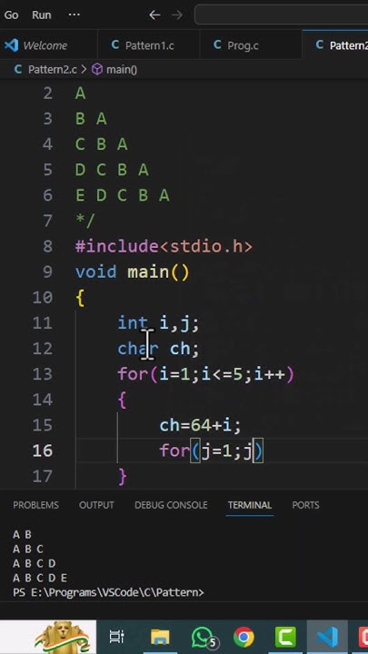 C Lanuage Pattern Base Program #interview #placement #c language #ccode #coding - YouTube