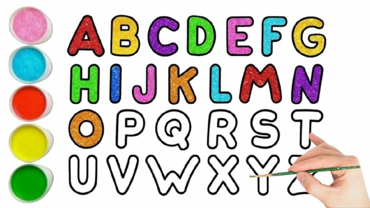 Alphabet Drawing and Coloring for Kids (M-Z) / ABCD drawing (part - 2 ...