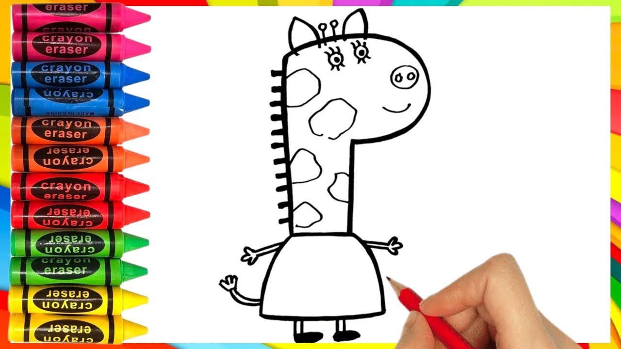 How To Draw Mummy Giraffe From Peppa Pig | Draw Peppa Pig - YouTube