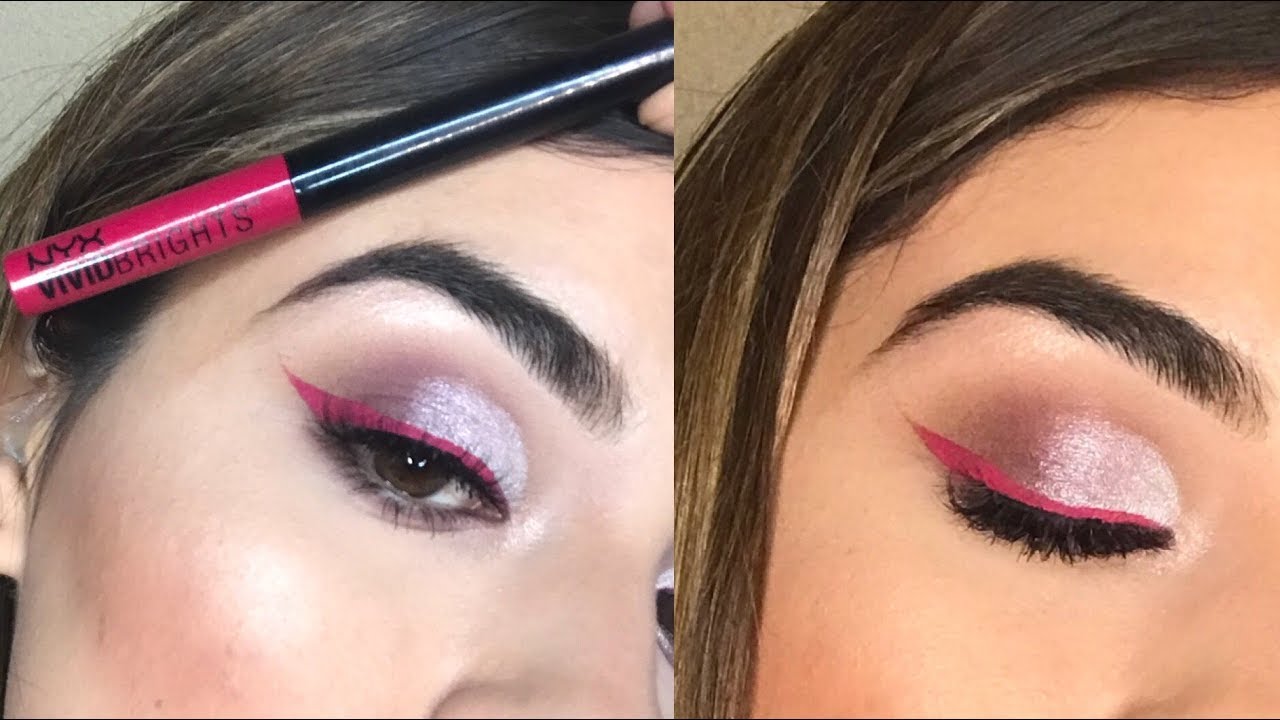 Maquillaje de primavera con delineador rosa - YouTube