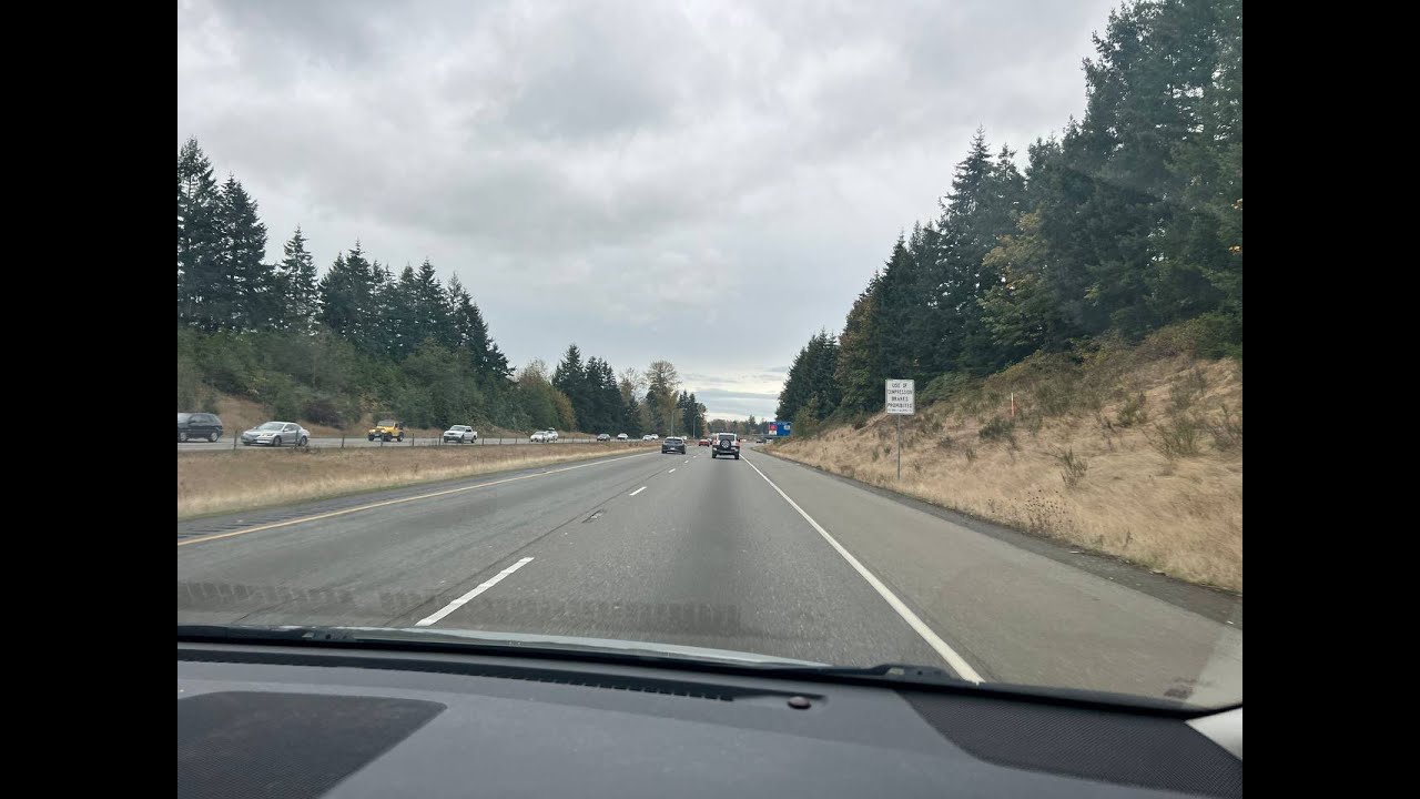 Driving on Freeway E WA-512 from Kent to Puyallup, Washington, November ...