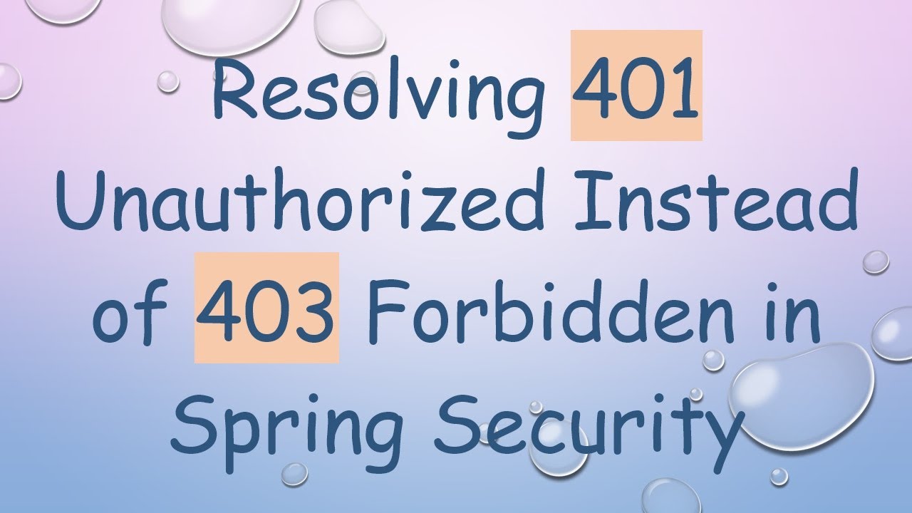 Resolving 401 Unauthorized Instead of 403 Forbidden in Spring Security - YouTube
