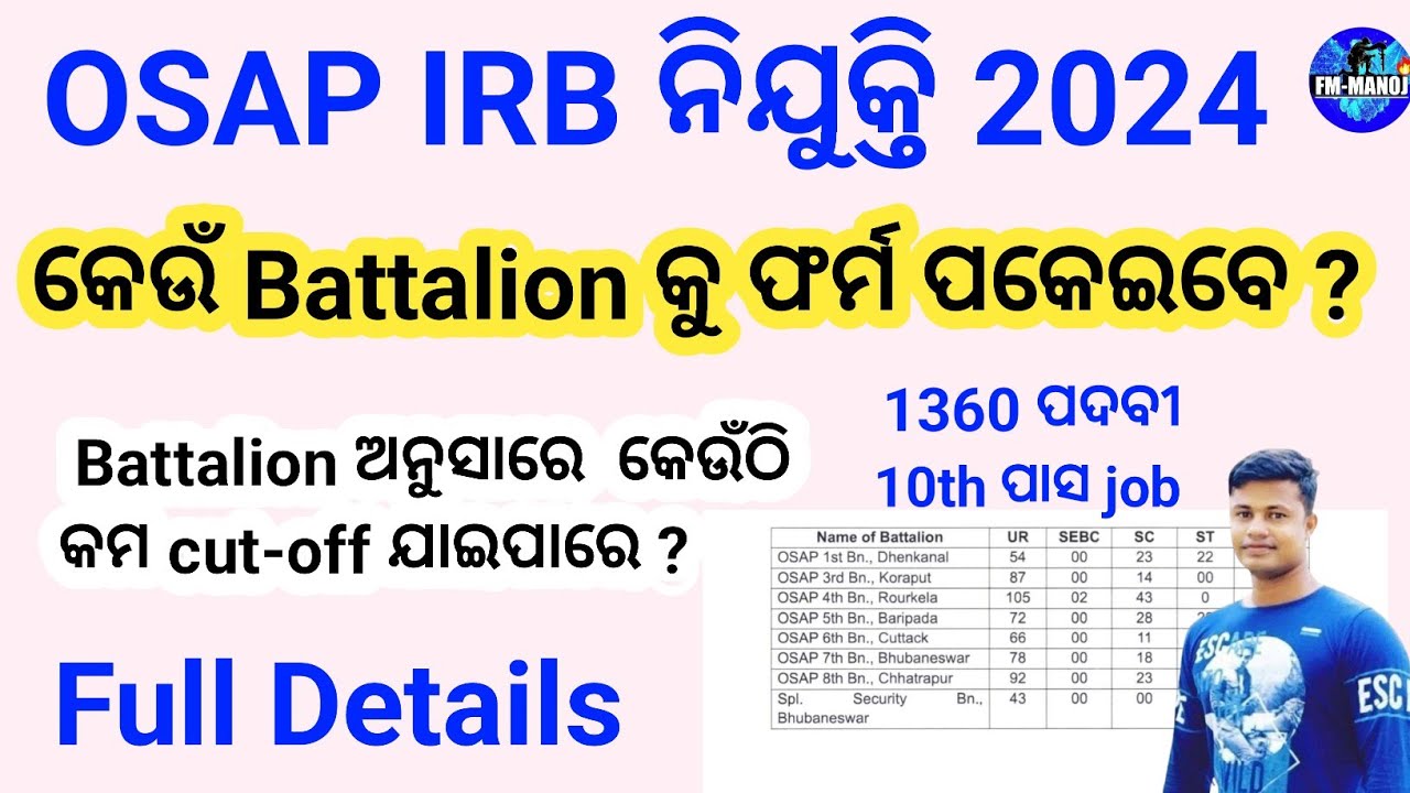 OSAP IRB କେଉଁ Battalion ଦେବେ,Battalion Wise vacancy and Cutoff | OSAP ...