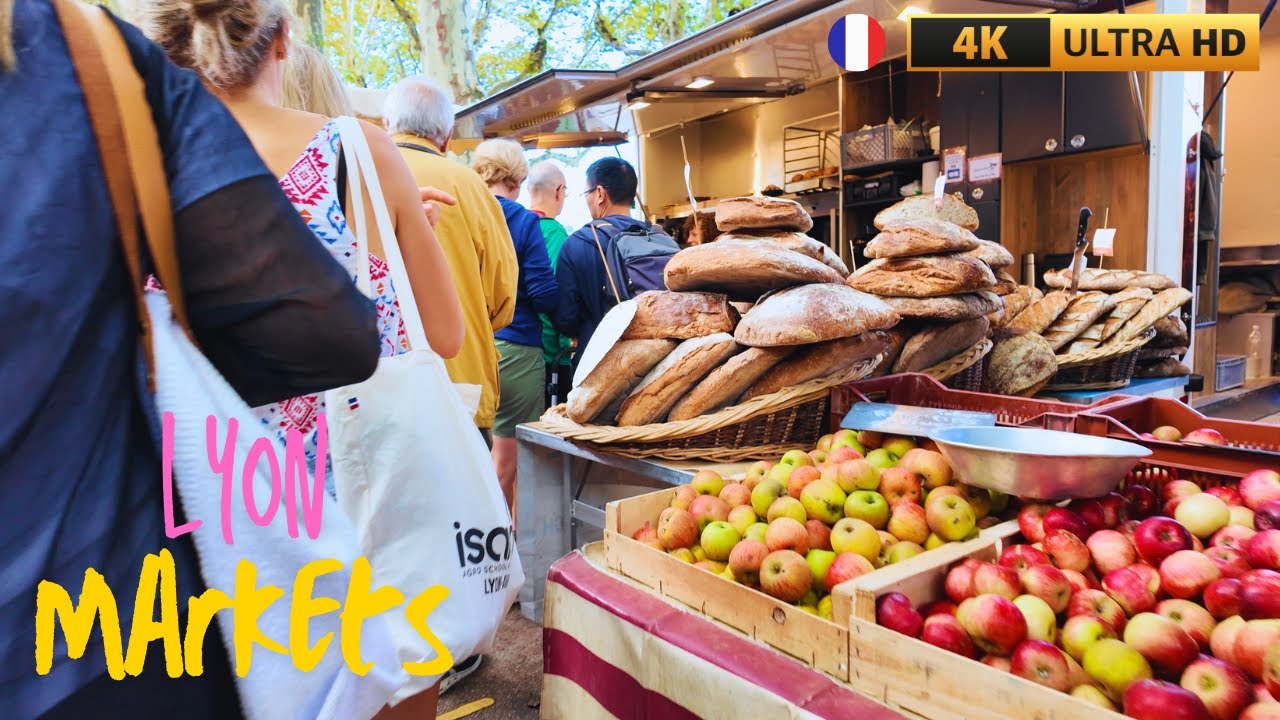 Lyon, FRANCE 🇫🇷 | River Walk & French Food Market | 4K Walking Tour ...