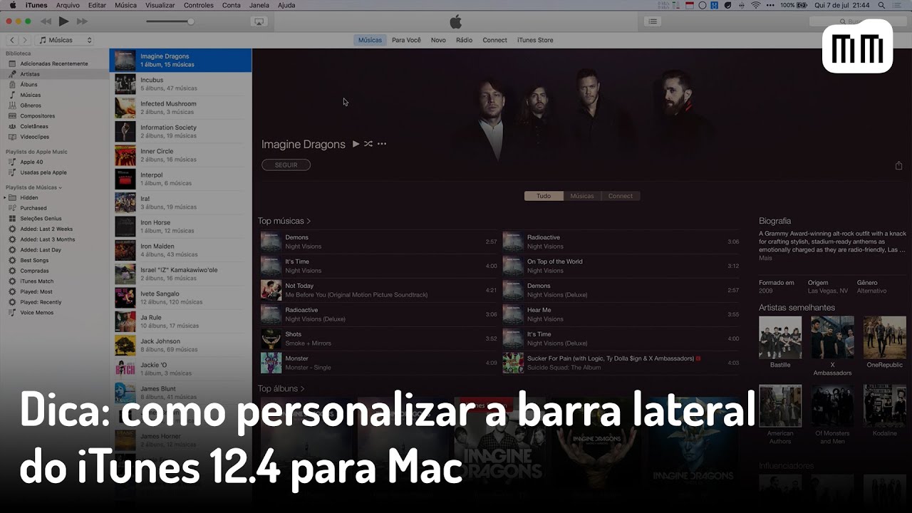 Dica: como personalizar a barra lateral do iTunes 12.4 para Mac - YouTube