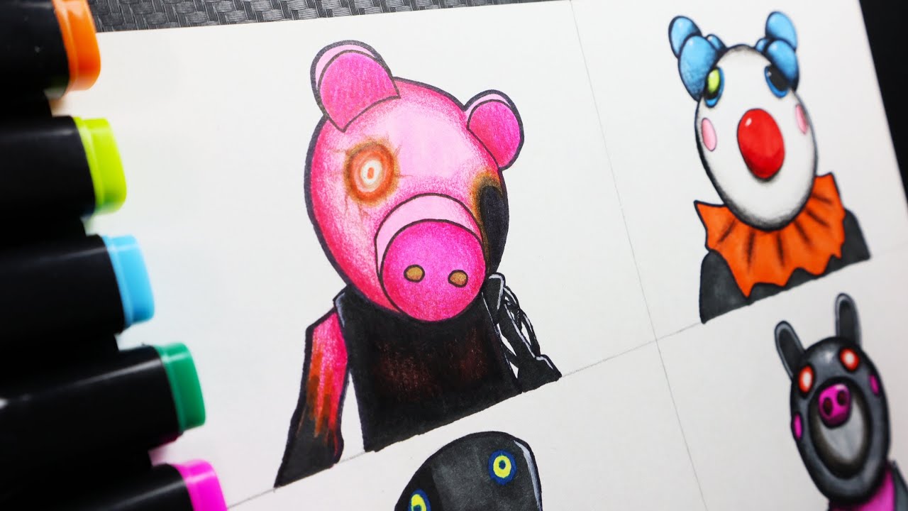 Drawing Roblox Piggy characters - YouTube