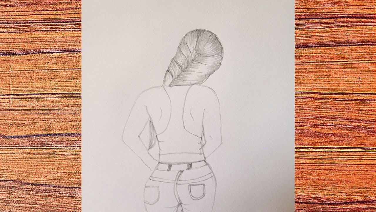 Girl from back side drawing || Easy drawings step by step || How to ...
