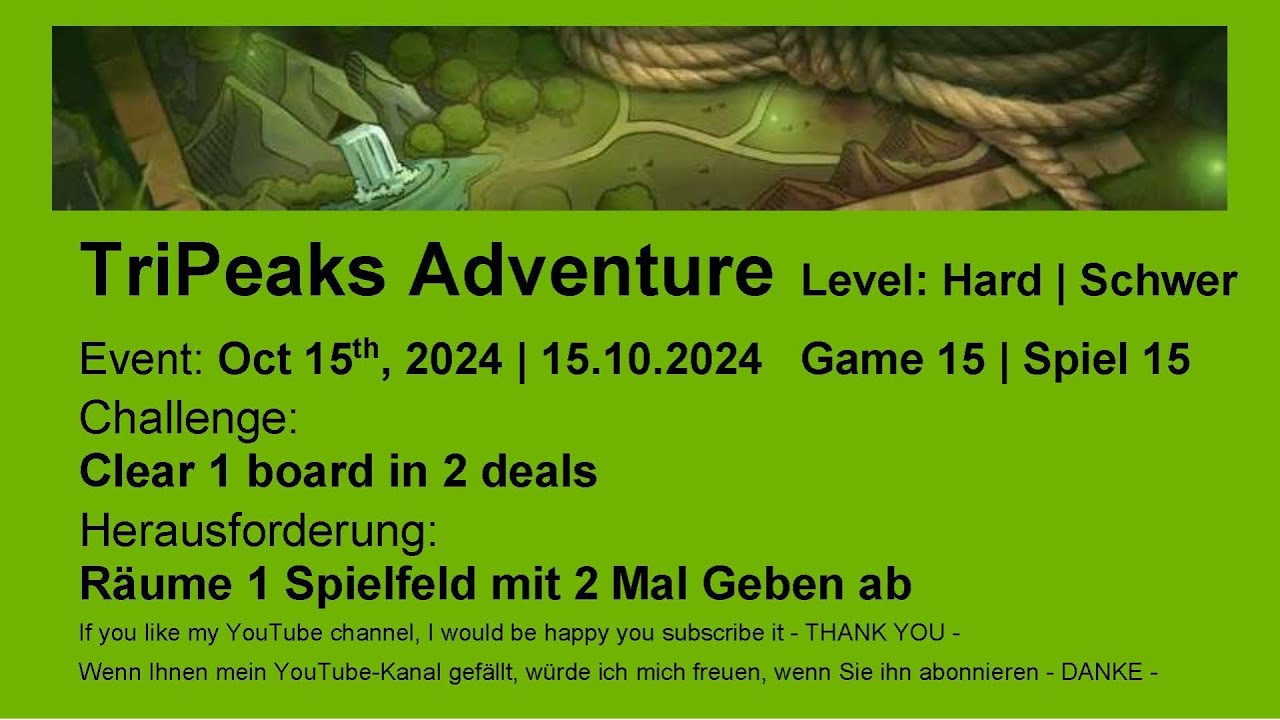 TriPeaks Adventure - Hard #15 | Oct 15th, 2024 - YouTube