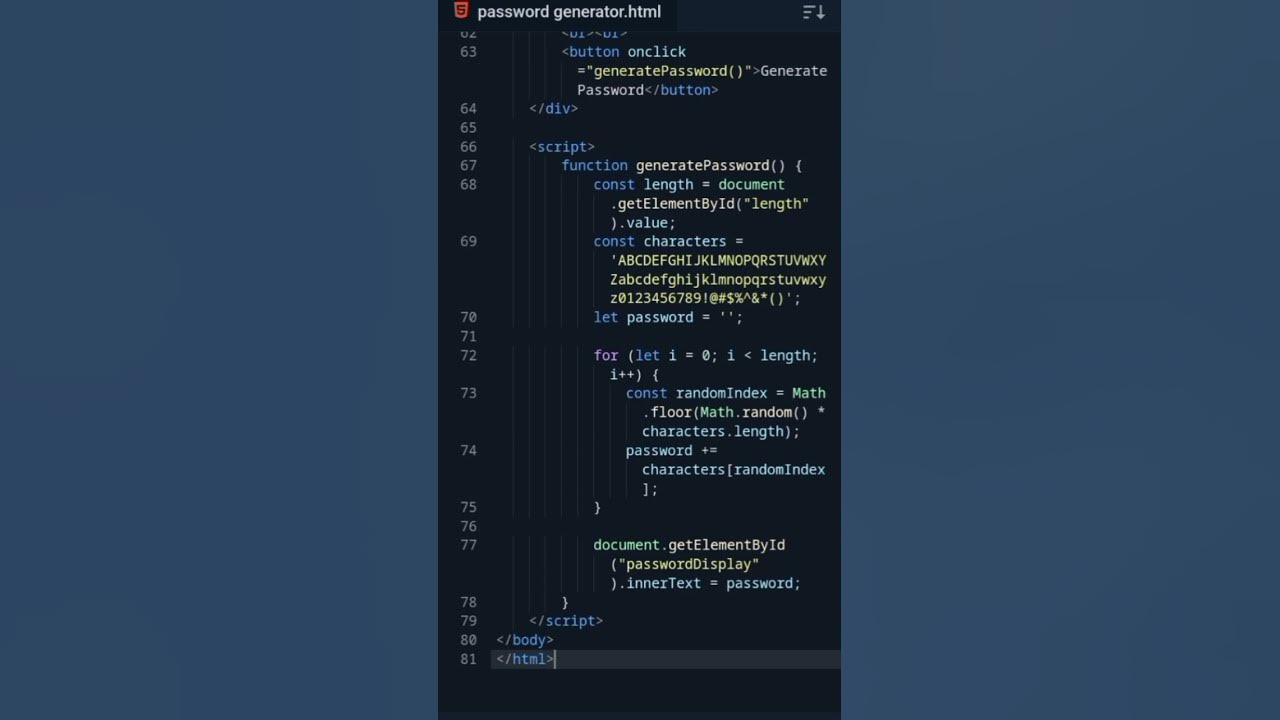 Strong Password Generator Using Html Css Javascript It Helps To