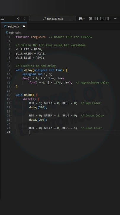 Embedded C Code to Interface RGB LED with 8051 Microcontroller - YouTube