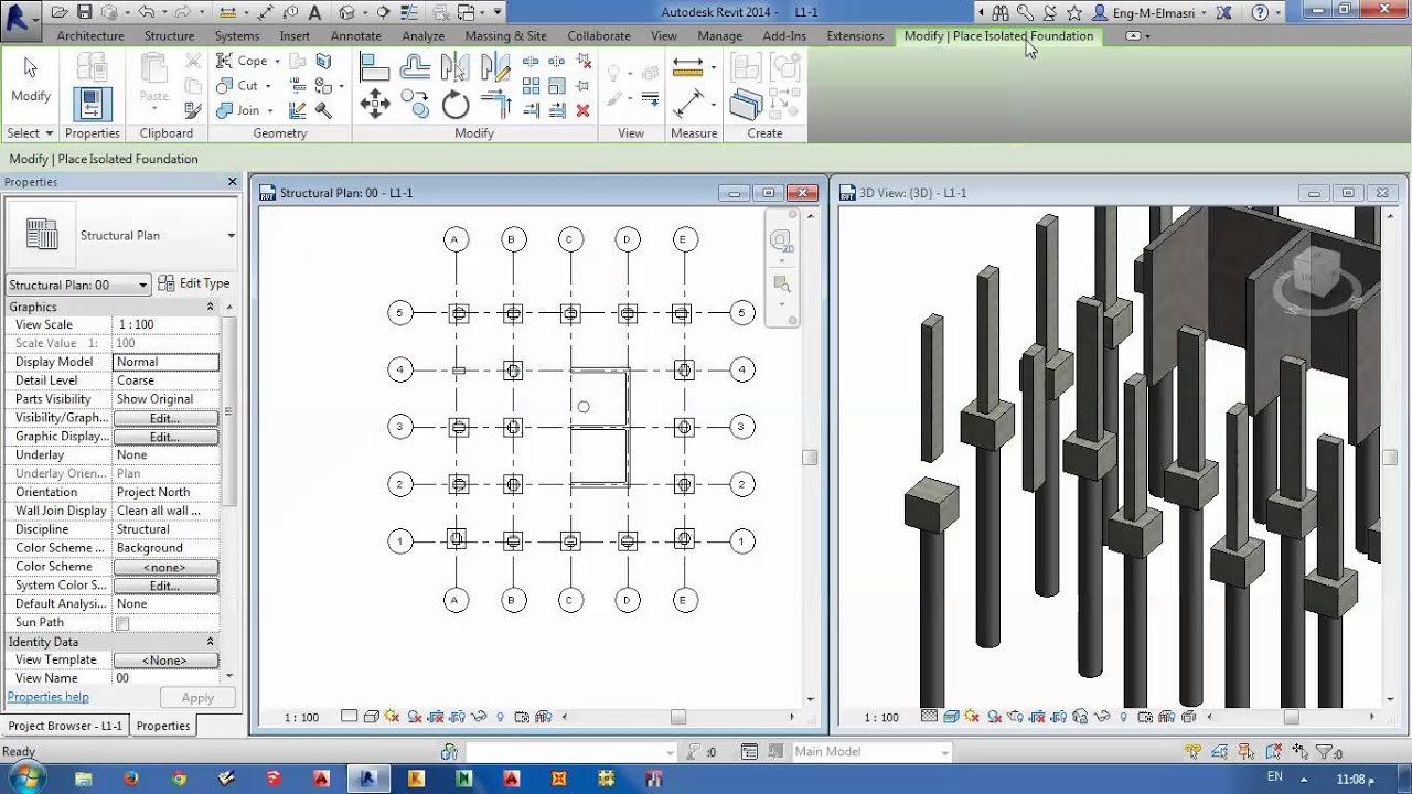 MTV Revit Structure 2014 L1-Ch6-02-Drawing Foundations - YouTube