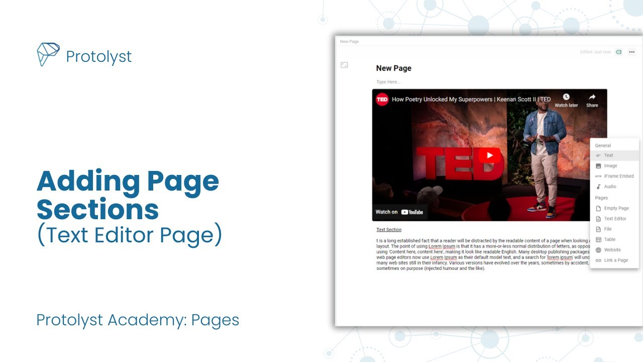 Academy: Pages - Adding Page Sections (Text Editor Page) - YouTube