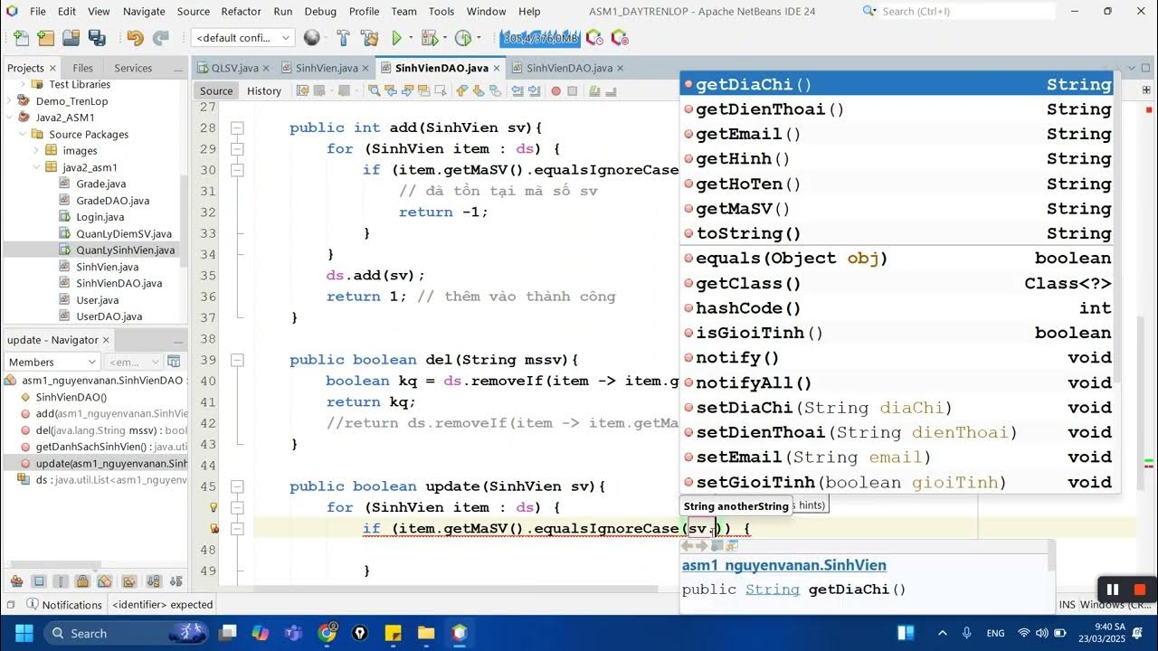 ASM1 JAVA2 PHẦN 4 - YouTube