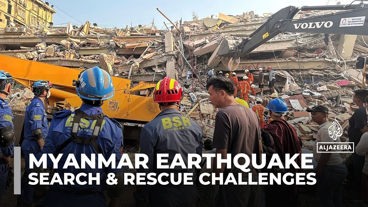 Powerful aftershocks disrupt rescue efforts in Myanmar after the 7.7 ...