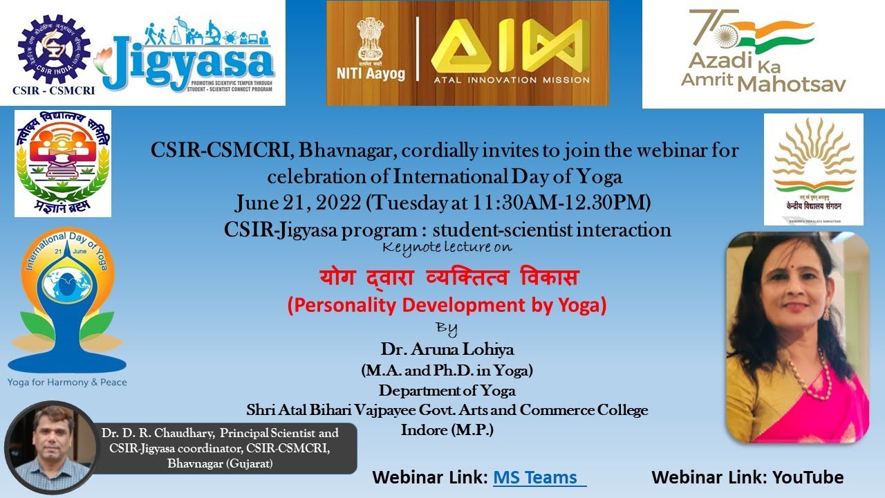CSIR-Jigyasa program : Webinar for celebration of International Day of ...