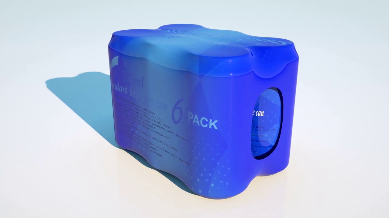 Plastic shrinkwrap 6x375ml cans 3D model - YouTube