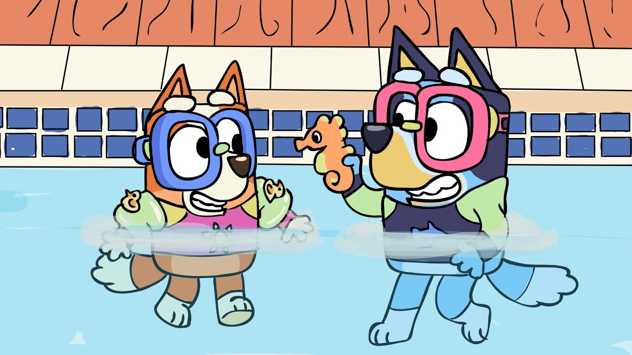 Drawing Bluey and Bingo loves The Pool 💙 Disney Junior Doodles | Bluey ...
