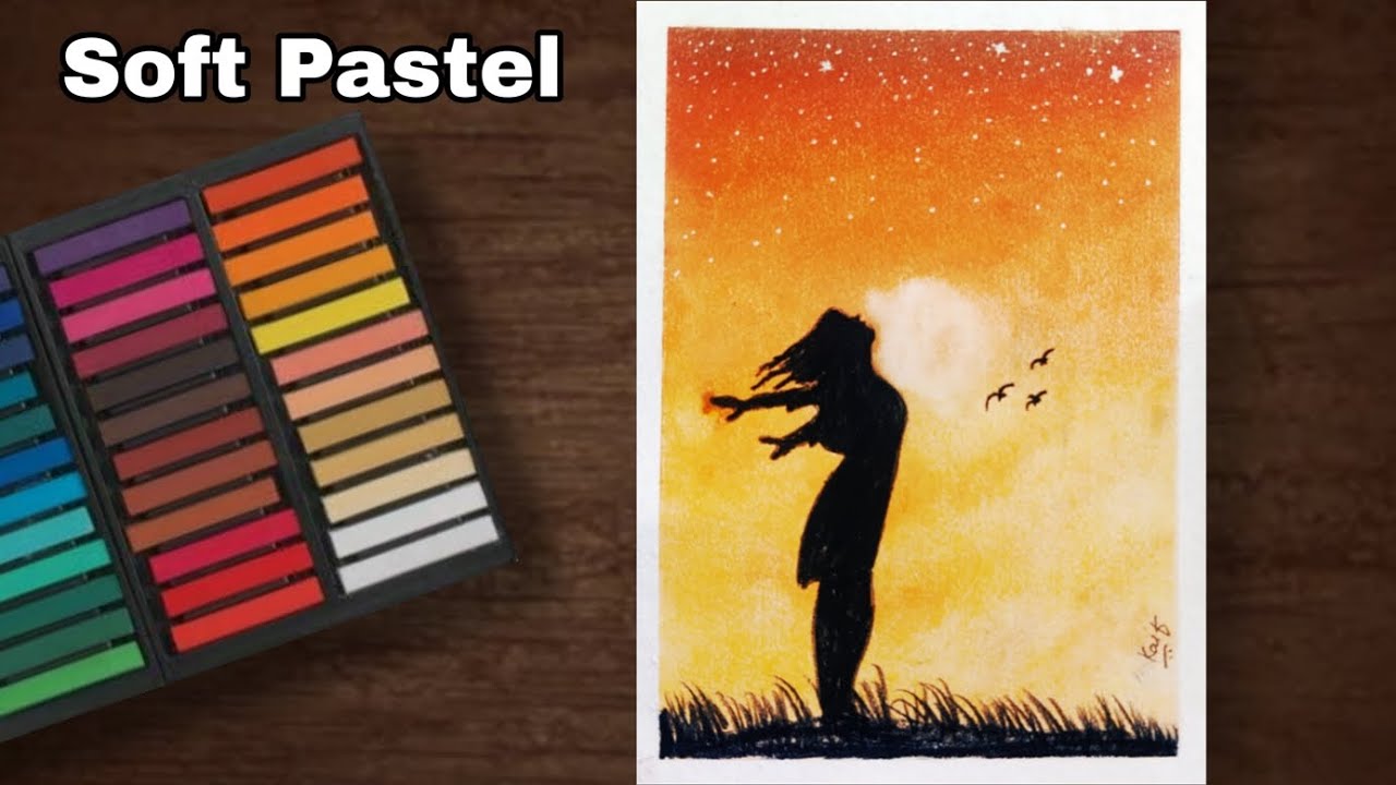 Easy Soft Pastel drawing for beginners - Girl in sunset | soft pastels ...