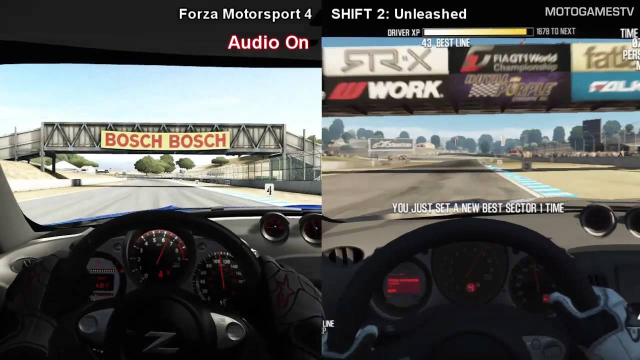 Forza Motorsport 4 vs SHIFT 2 Unleashed - Nissan 370Z at Laguna Seca ...