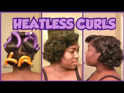 FLUFFY HEATLESS CURLS OVERNIGHT USING 10 PURPLE FLEXI RODS ON SHORT ...