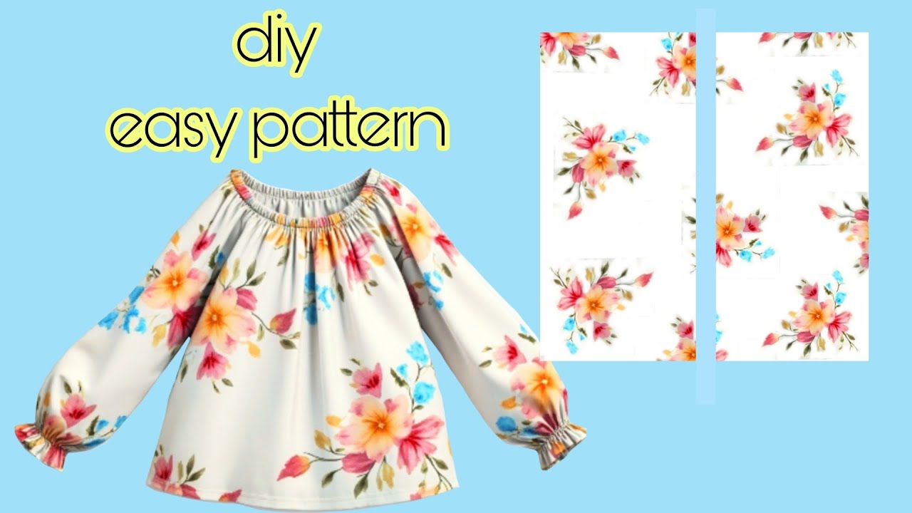 Diy off shoulder blouse pattern - pola baju wanita kerah elastis - YouTube