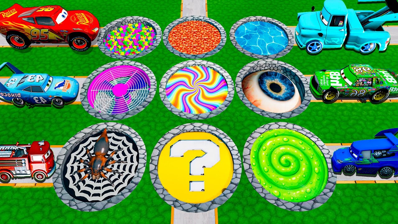 Giant Lava, Lego, Fan, Acid, Pits Vs Huge & Tiny Lightning McQueen From ...