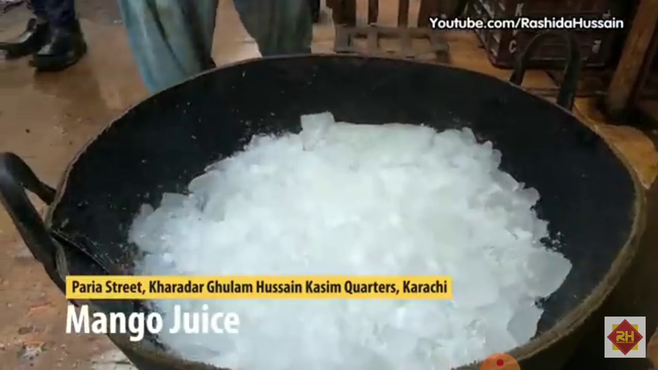 Pakistani food street king of juice mango juice - YouTube