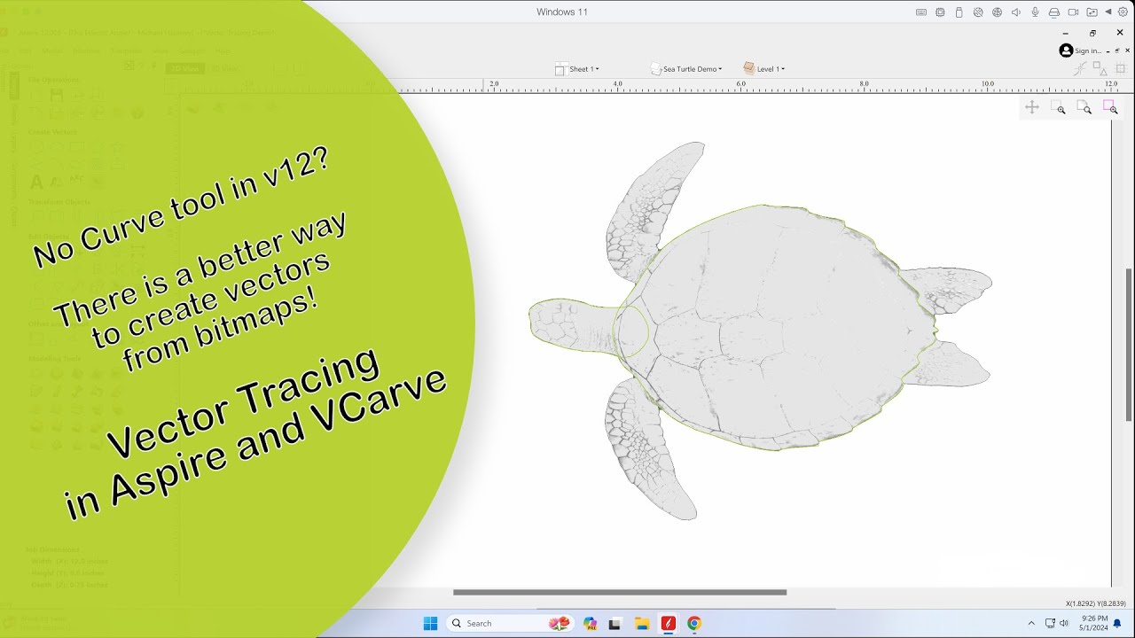 Vector Tracing in Aspire and VCarve v12 without the Curve tool! - YouTube