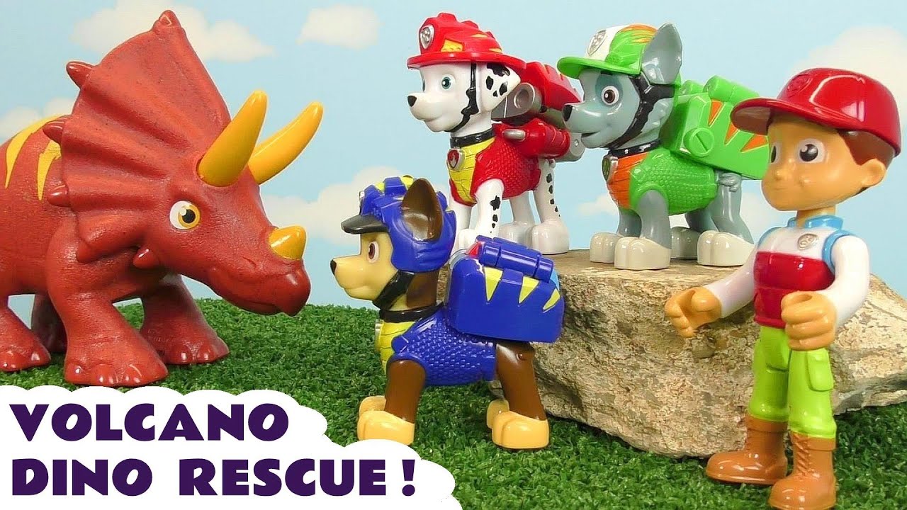 Pups save Dinosaurs from erupting Volcano - YouTube