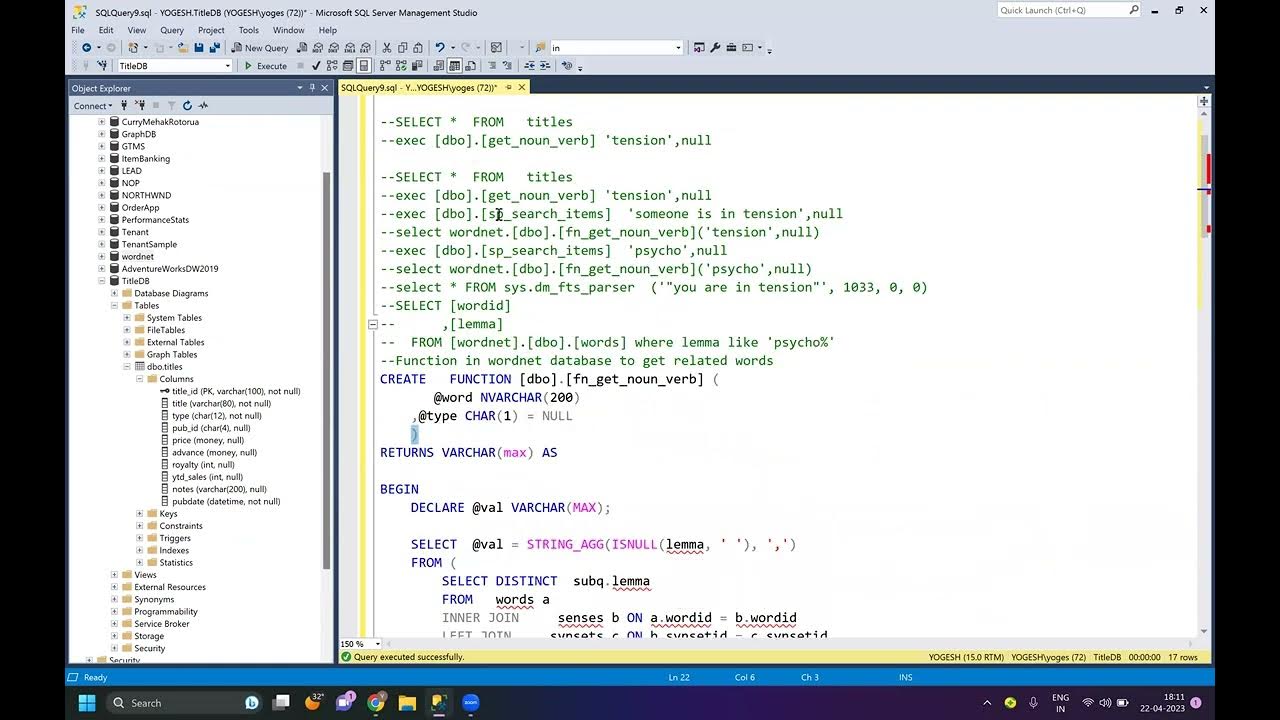Semantic search in SQL Server using wordnet - YouTube