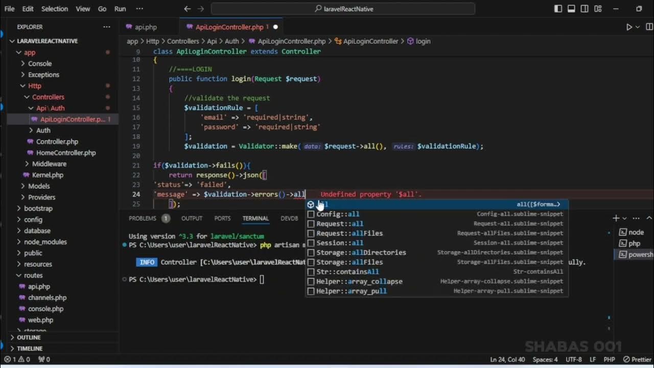 Login Authentication using Laravel Api and React native expo app - YouTube