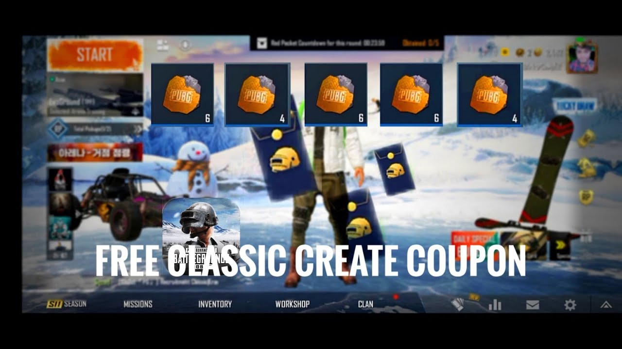 Free classic create coupons in pubg kr || New trick of classic create ...
