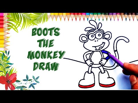 How to Draw Boots the Monkey from Dora the Explorer Cartoon Easy step ...