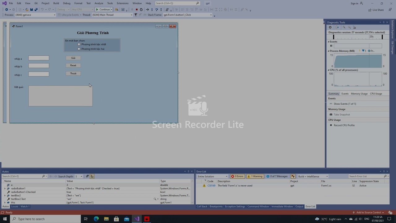 Giải phương trình bậc nhất và bậc hai trong C# - Winform - YouTube