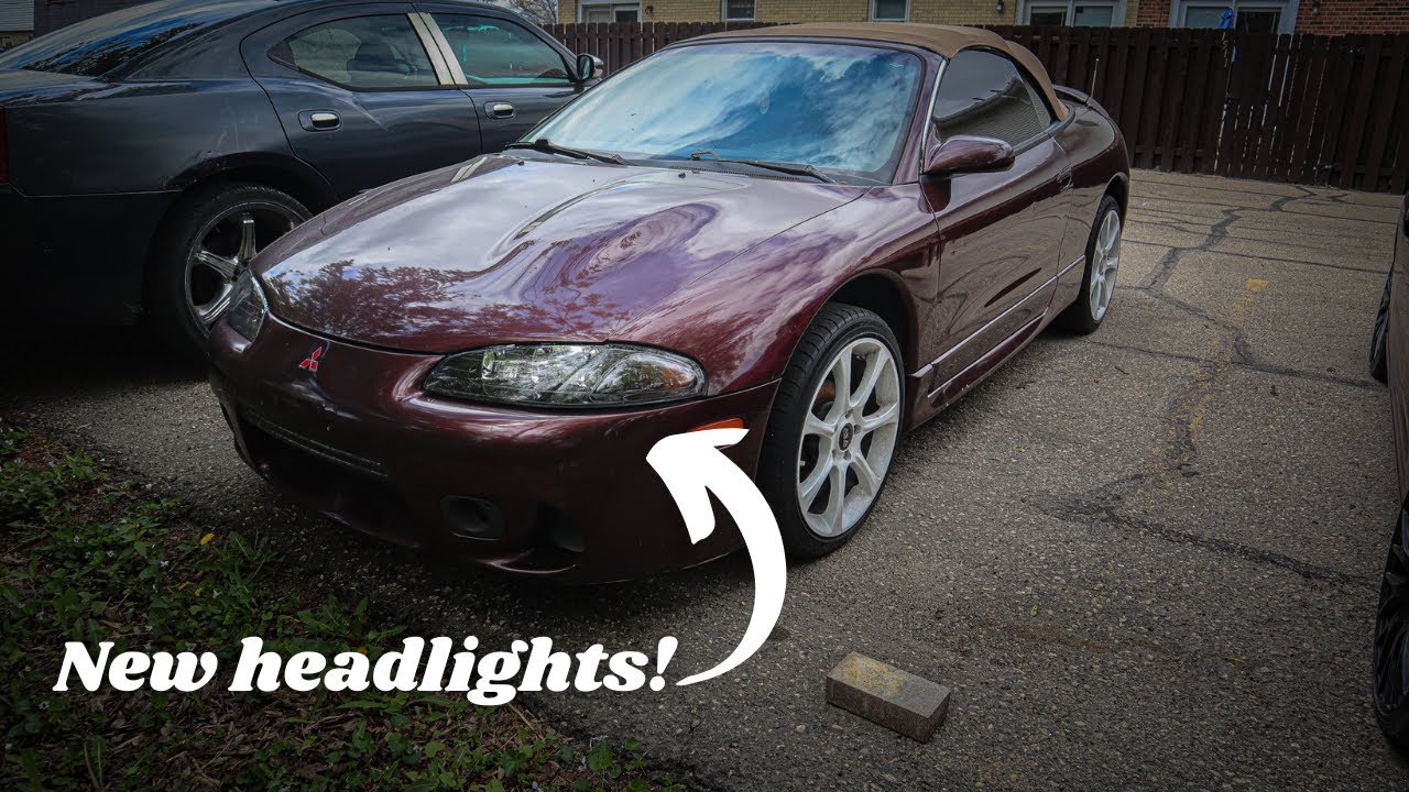 Girlfriend's 2g eclipse gets new headlights! - YouTube