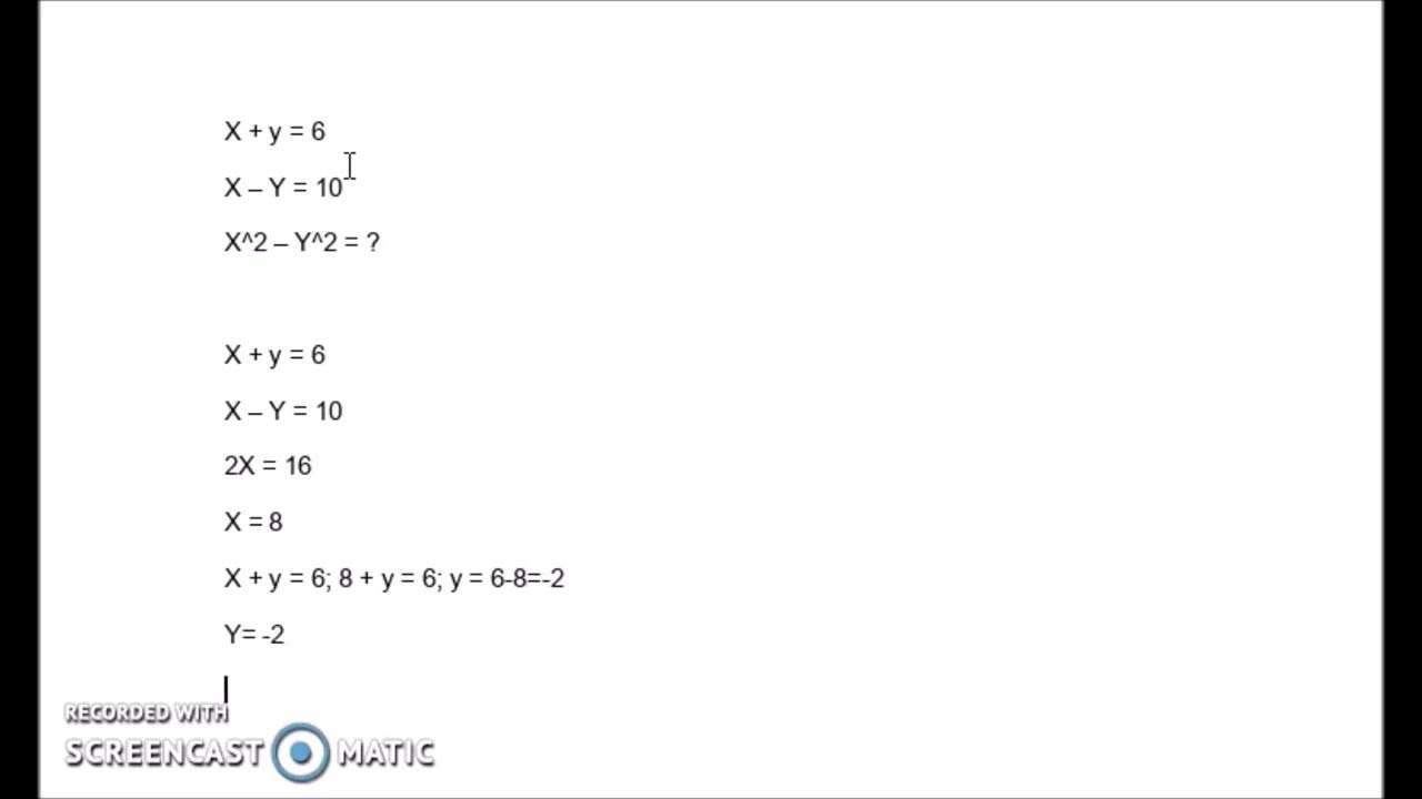 Basic Math Problem for The System of equations [2] - YouTube