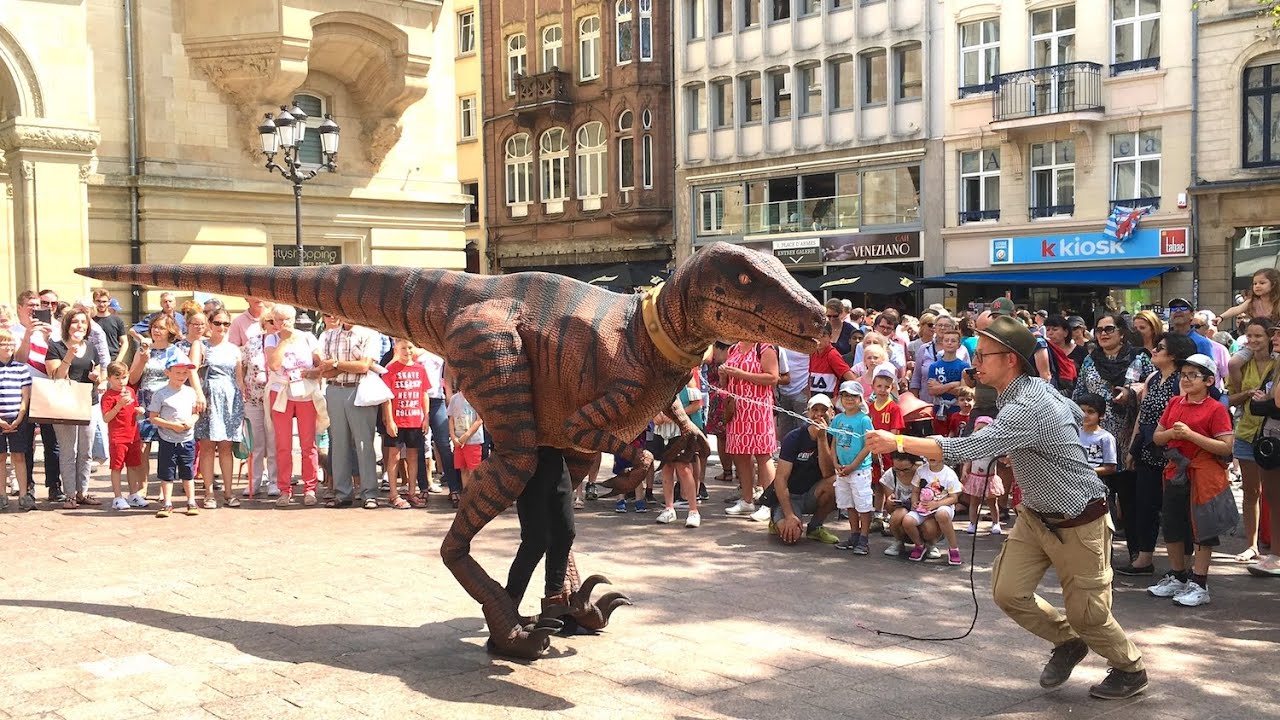 Dino show with big dinosaur costume - YouTube
