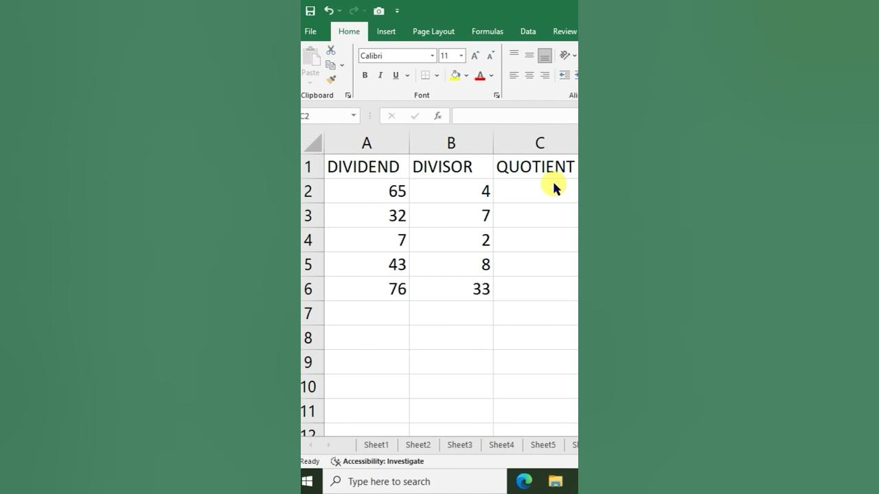 How to Find Quotient in MS Excel | How to Get the integer portion of division without the ...